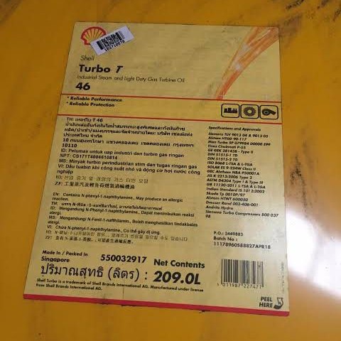 Shell Turbo T 46 Turbine Oil – CV. EMPAT SINERGI BERSAMA