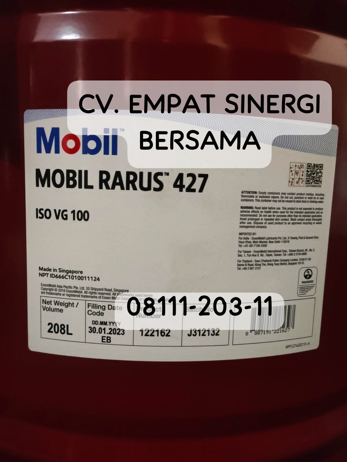 Mobil Rarus 427 iso vg 100, Compressor Oil – CV. EMPAT SINERGI BERSAMA