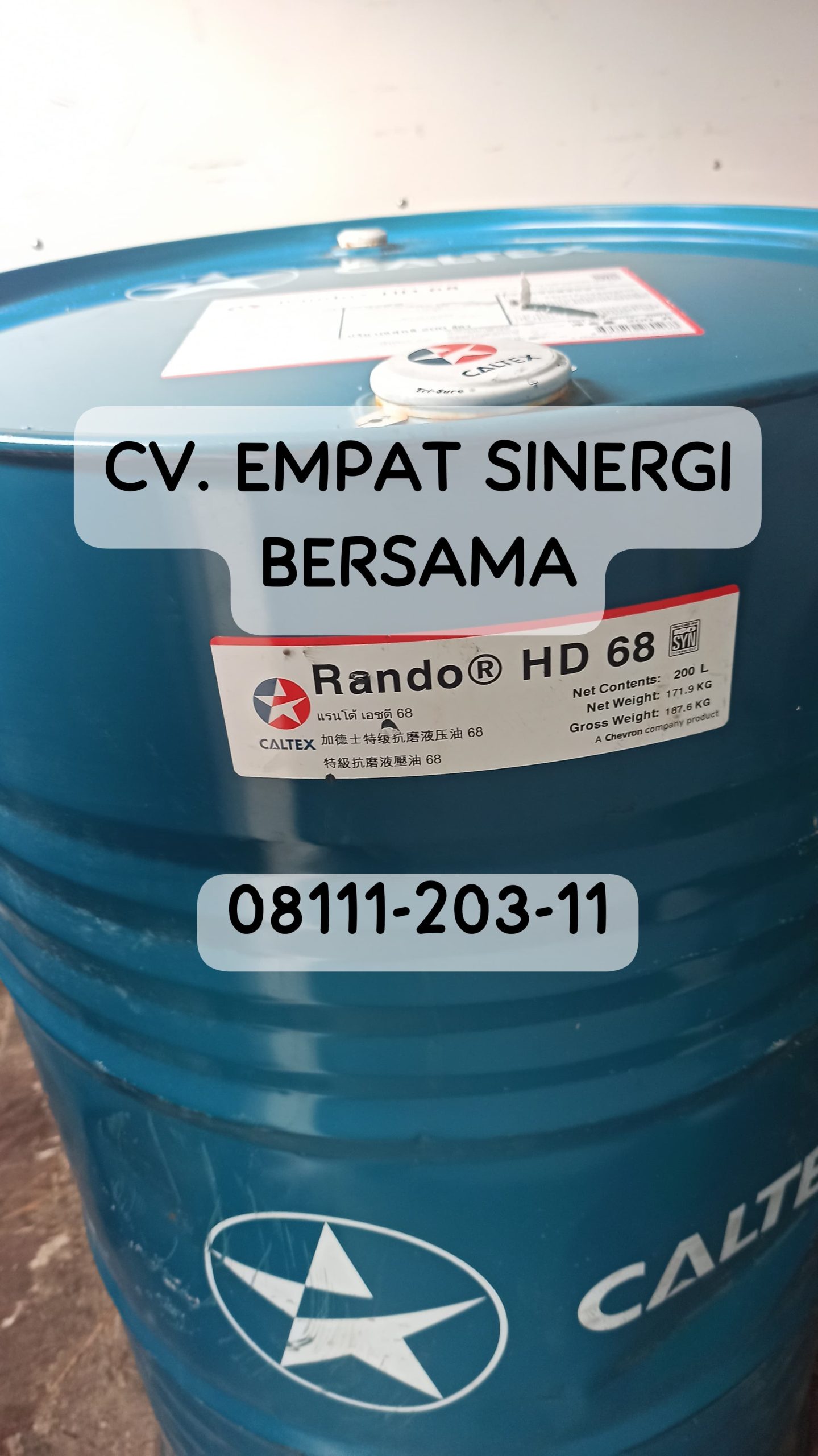 Caltex Rando HD 68, Premium Anti Wear Hydraulic Oil, Drum/ 200 Lt – CV ...